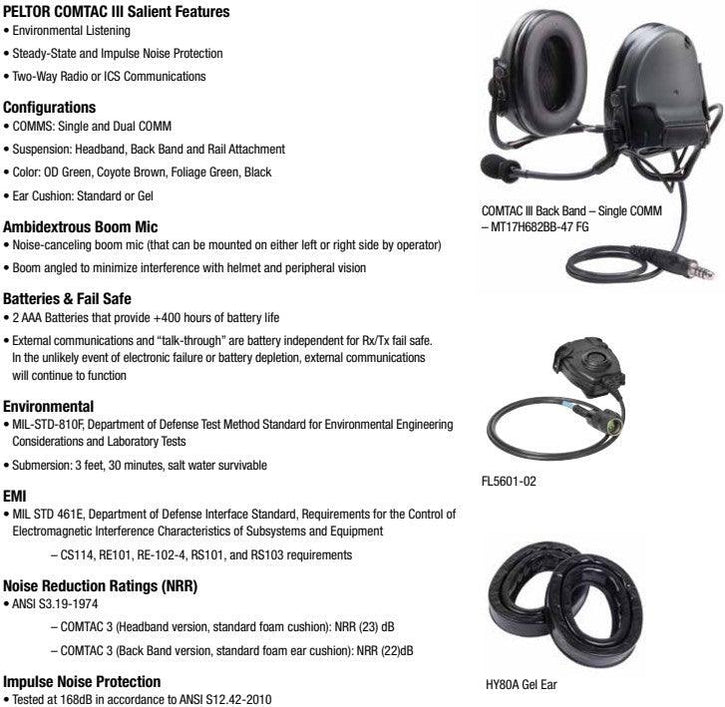 3M Peltor ComTac III Tactical Advanced Combat Headset — Atomic Defense